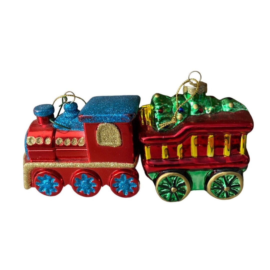 Vintage Glass Train Railroad Engine Ornament Engine & Tender 8 Long - Etsy