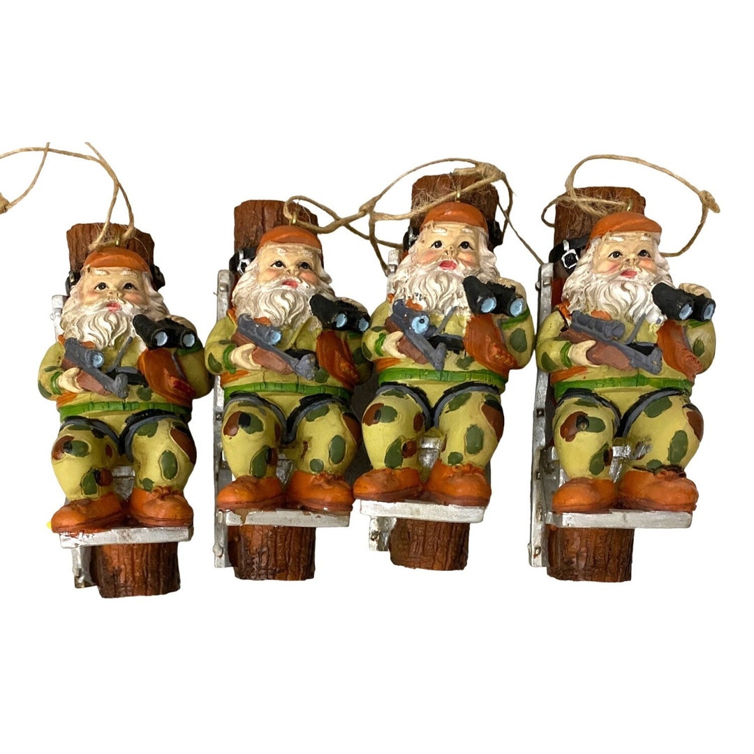 4 Santa Deer Hunting Ornaments Christmas Cameo - Etsy