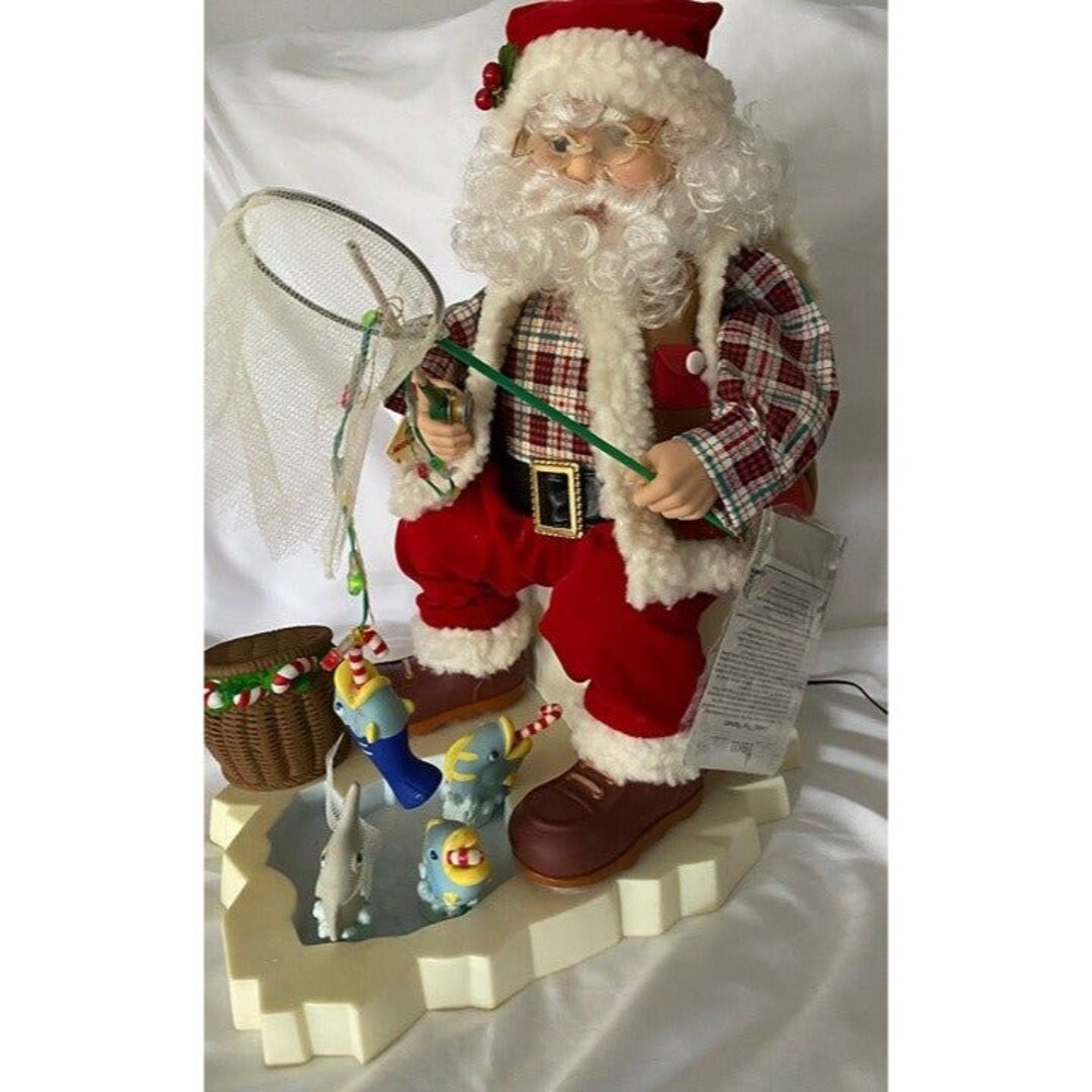 Telco Motion-ettes Santa Ice Fishing Animated Illuminated NIB VIDEO ...