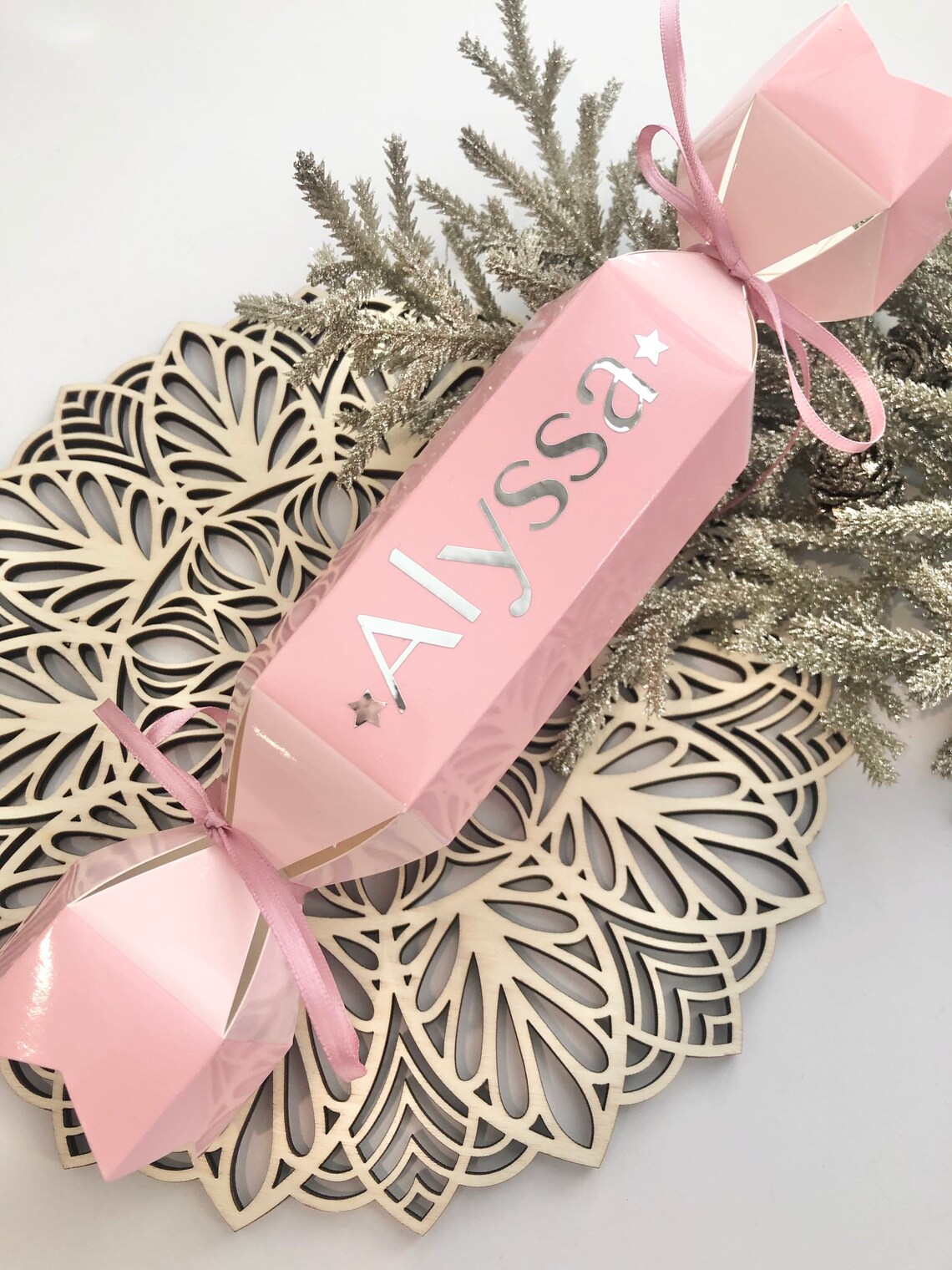 Pink Bon Bon Gift Box Personalised Christmas Decor Baby | Etsy Australia