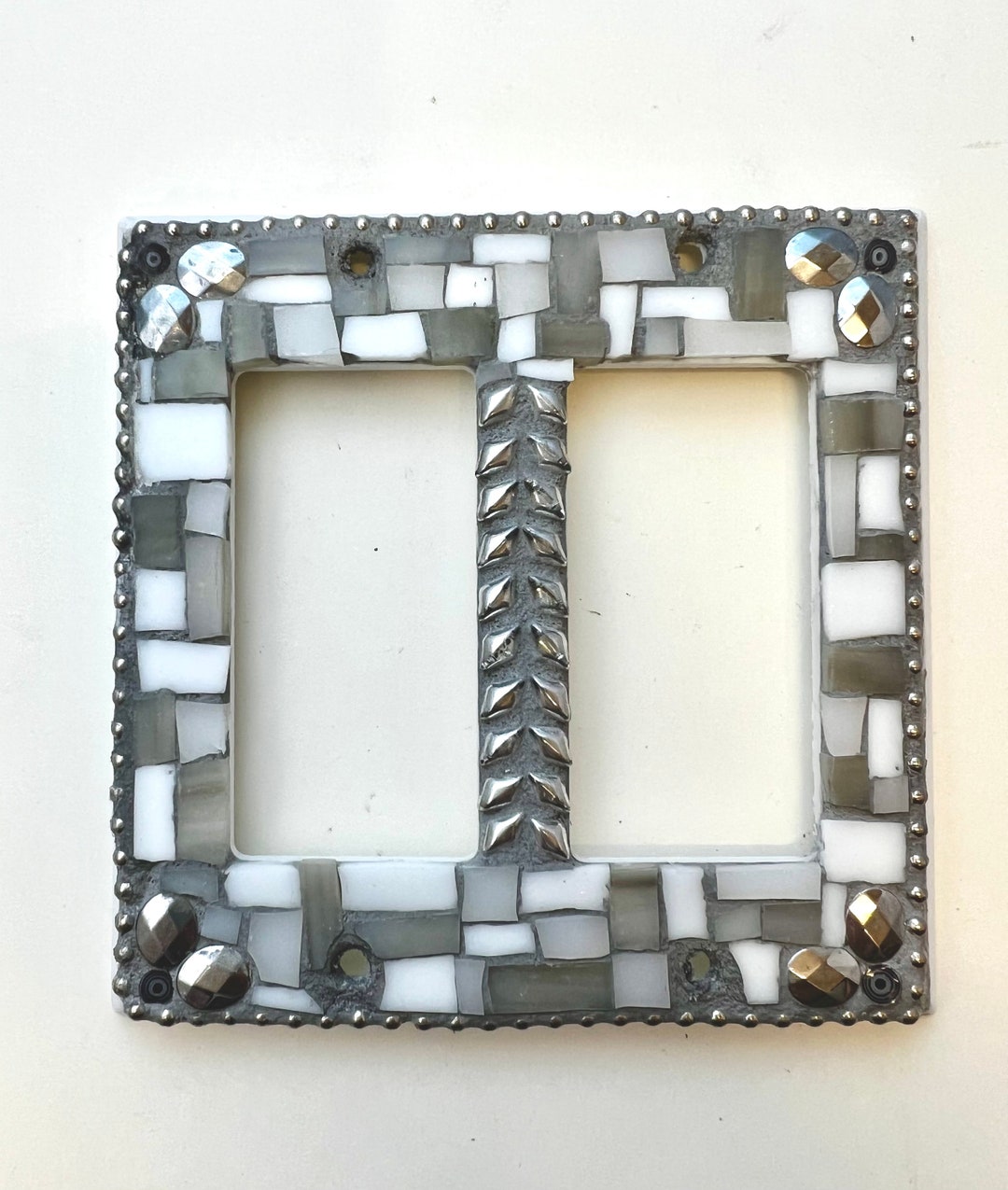 Mosaic Double Rocker Light Switch Plate, 2 Gang Double Switch Cover ...