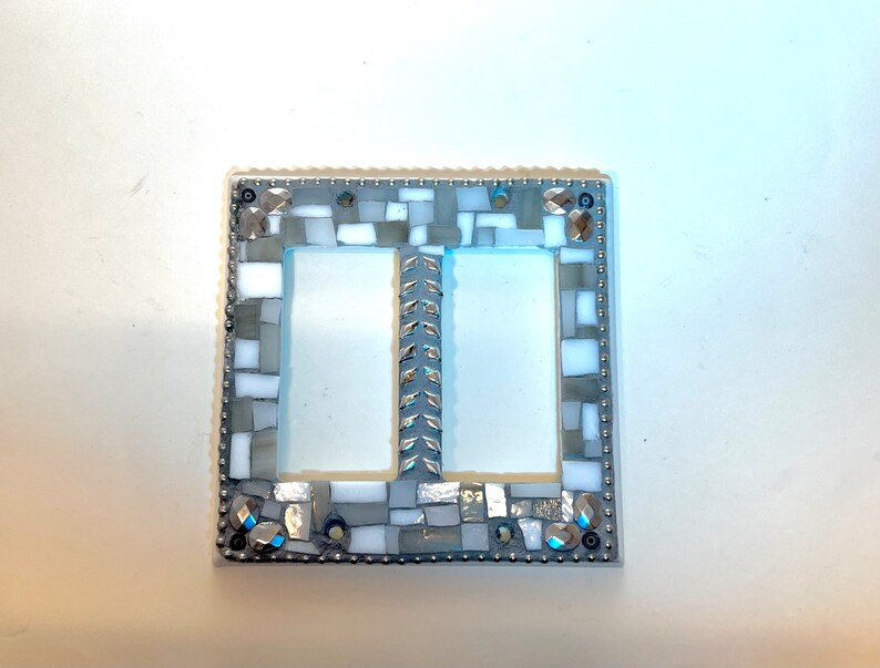 Mosaic Double Rocker Light Switch Plate, 2 Gang Double Switch Cover ...