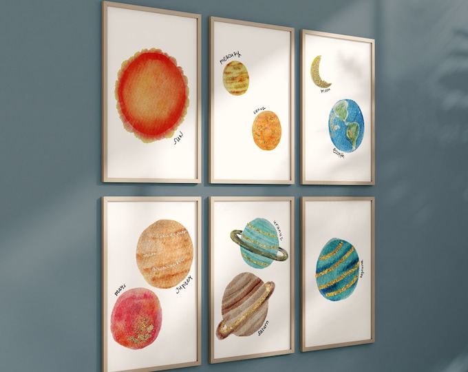 Watercolor Outer Space Wall Art Print for Baby Boy Nursery or Gender ...