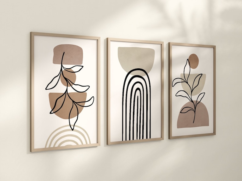 Set of 3 Boho Abstract Wall Art Prints Boho Wall Decor Set of - Etsy