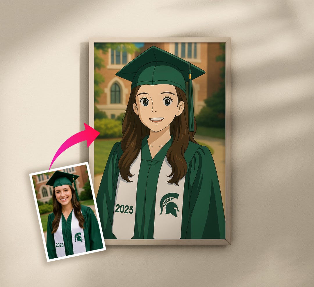 Custom Graduation Anime Portrait, Ghibli Style, Grad Printed Gift - Etsy