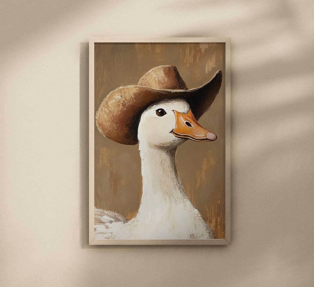 Cowboy Goose Art Print, Silly Boy Room Wall Art, Baby Shower Gift ...