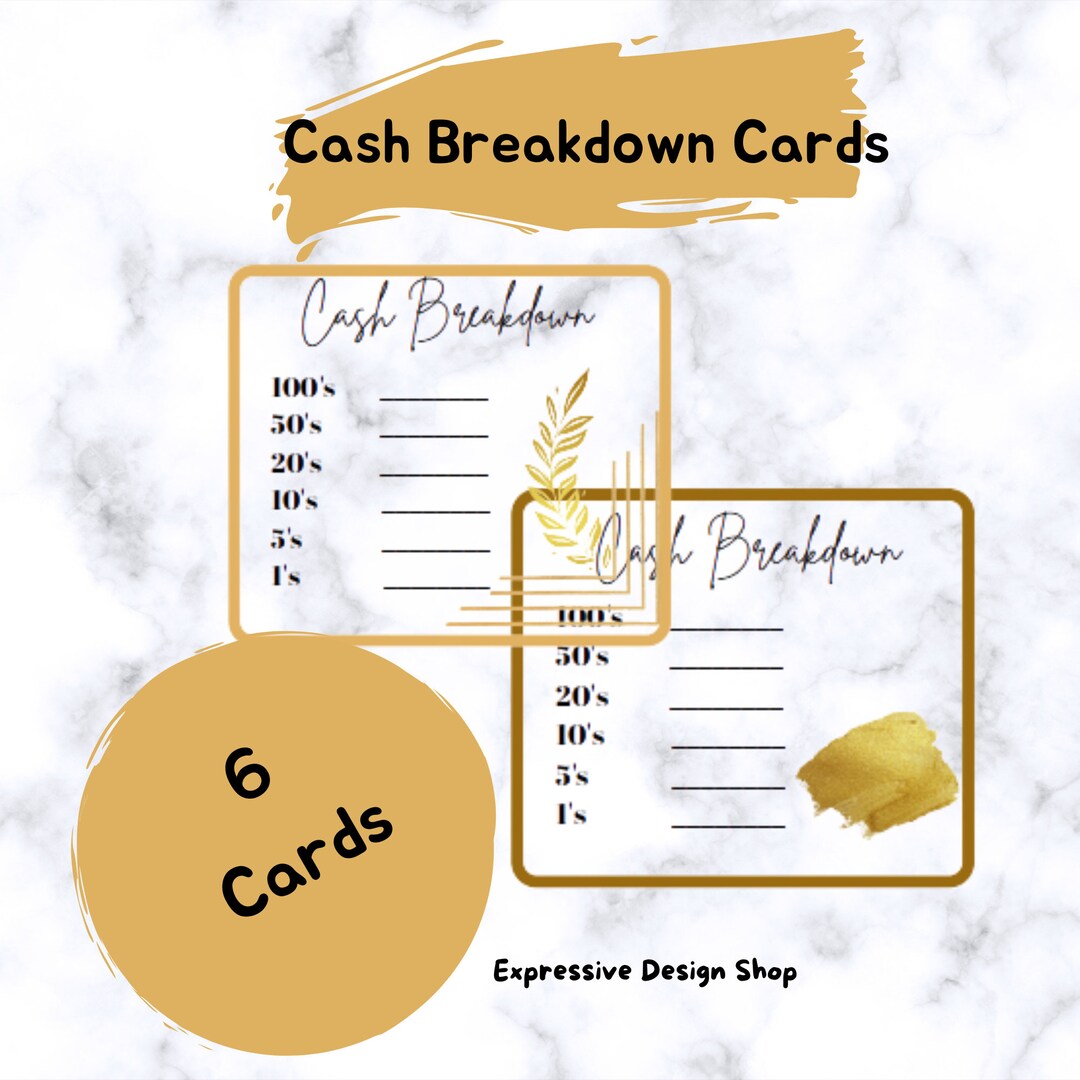 Cash Breakdown Cards | Digital Download | Cash Stuffing | Cash ...