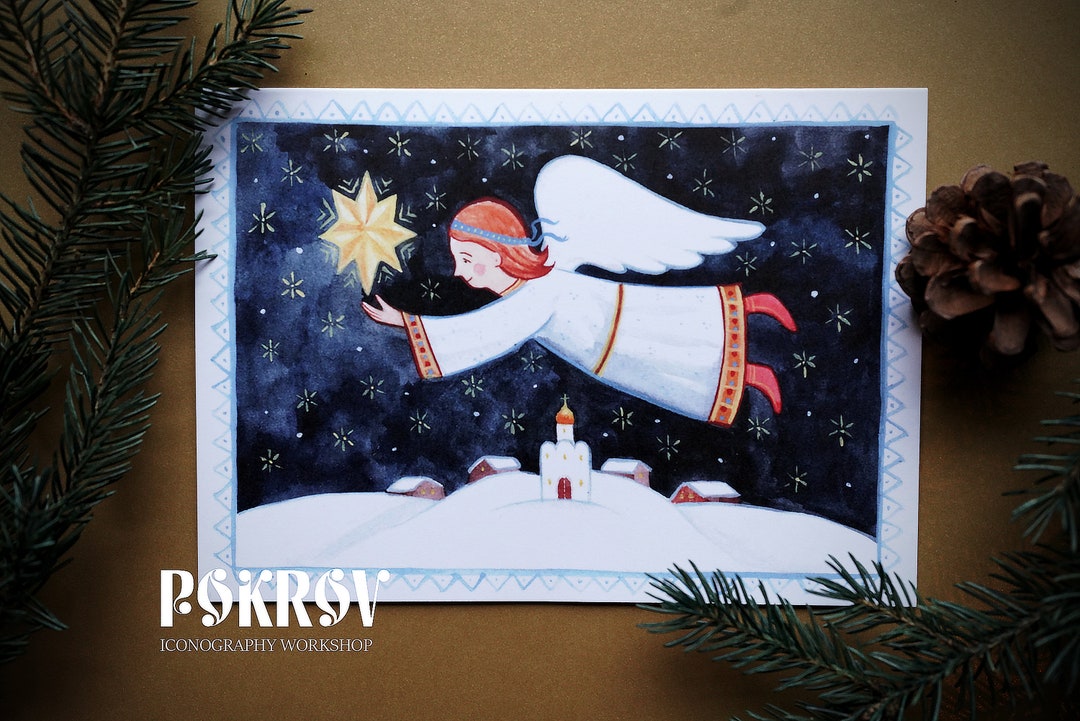Nativity Card "flying Angel" - Etsy