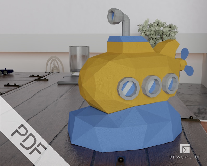 Submarine Paper Model Patron Papercraft Origami DIY - Etsy