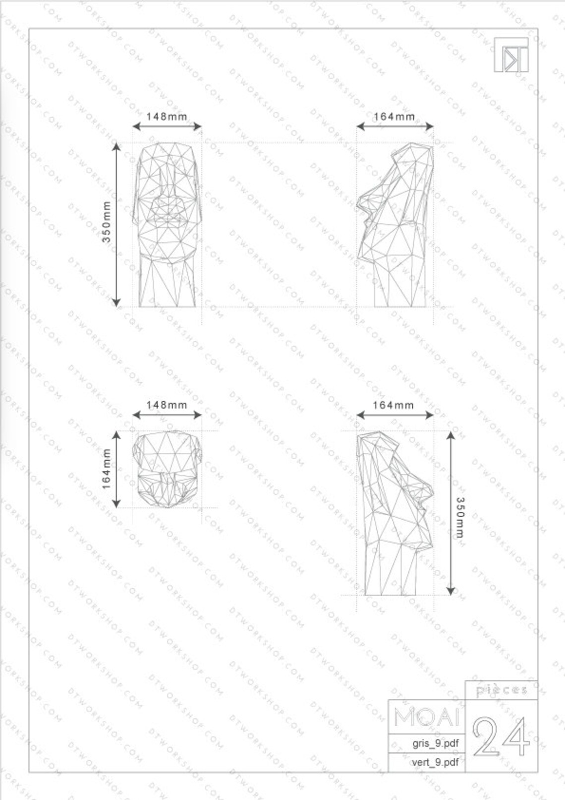 Moai Paper Model Patron Papercraft Origami DIY - Etsy