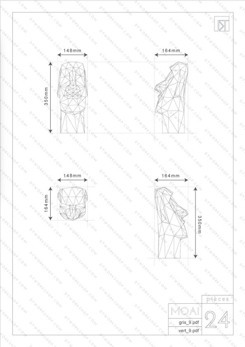 Moai Paper Model Patron Papercraft Origami DIY - Etsy