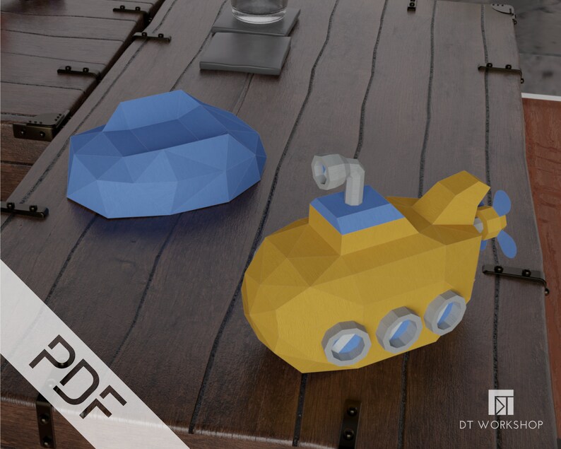 Submarine Paper Model Patron Papercraft Origami DIY - Etsy