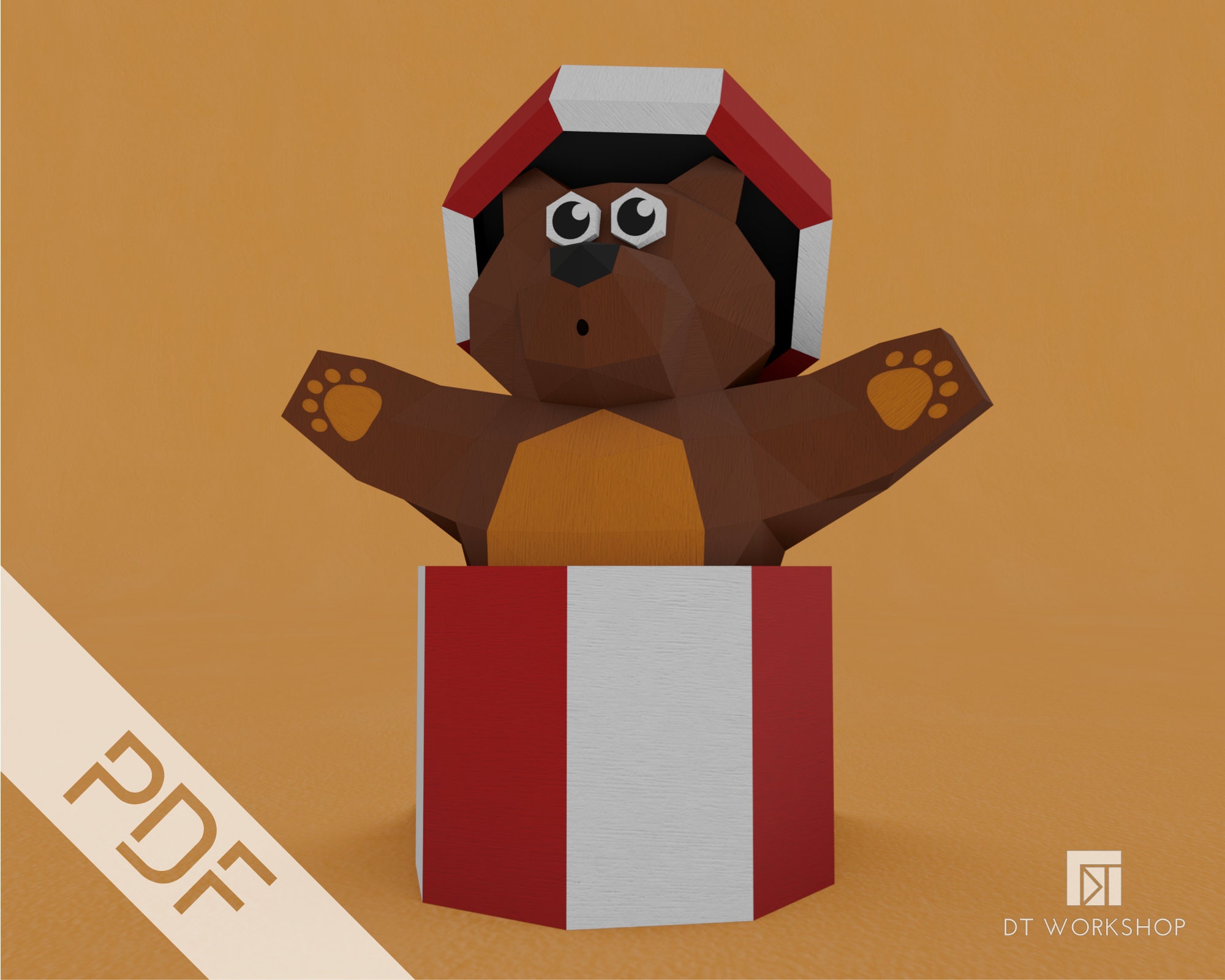 Teddy bear Paper Model Patron Papercraft Origami DIY - Etsy España