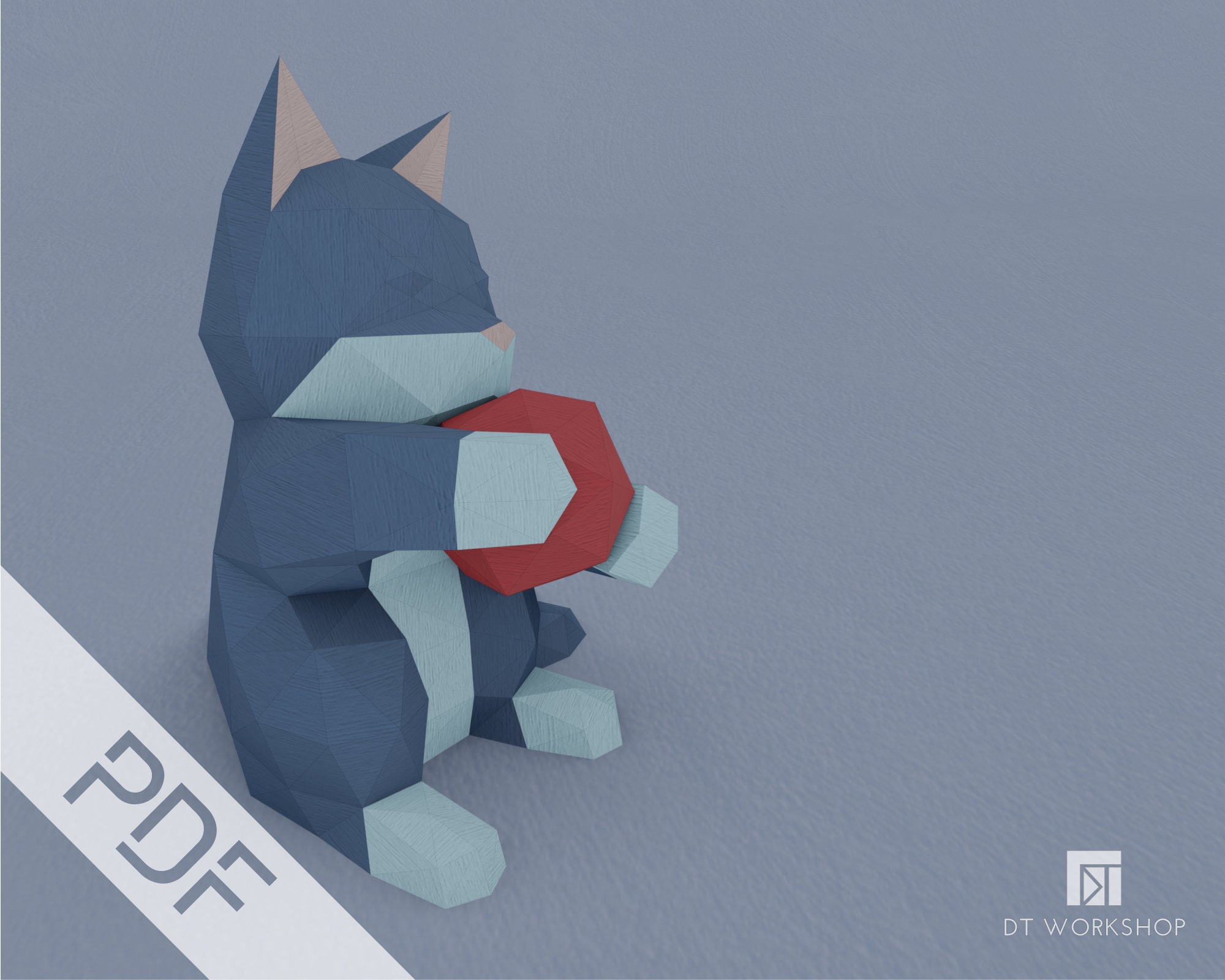 Kitten Paper Model Patron Papercraft Origami DIY - Etsy México