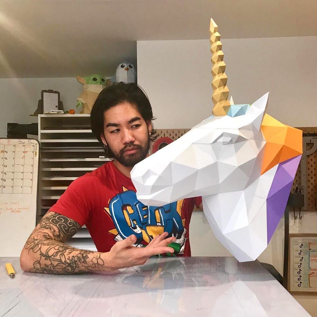 Unicorn Paper Model Patron Papercraft Origami DIY - Etsy