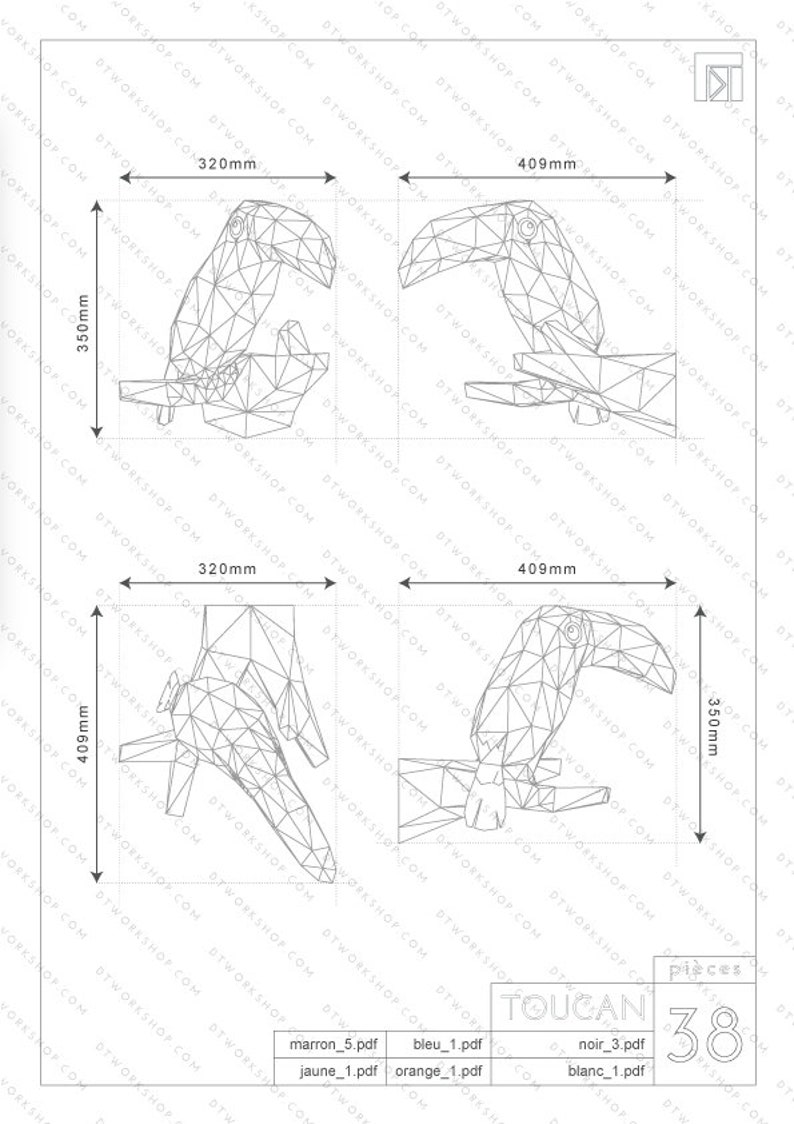 Toucan Paper Model Patron Papercraft Origami DIY - Etsy.de