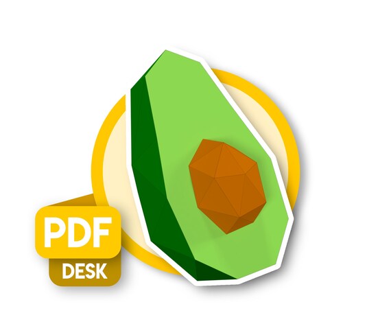 Avocado Paper Model Patron Papercraft Origami DIY - Etsy Ireland