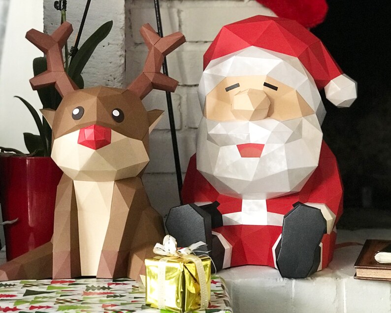 Christmas Rudolph the Red Nosed Reindeer Paper Model Patron Papercraft ...