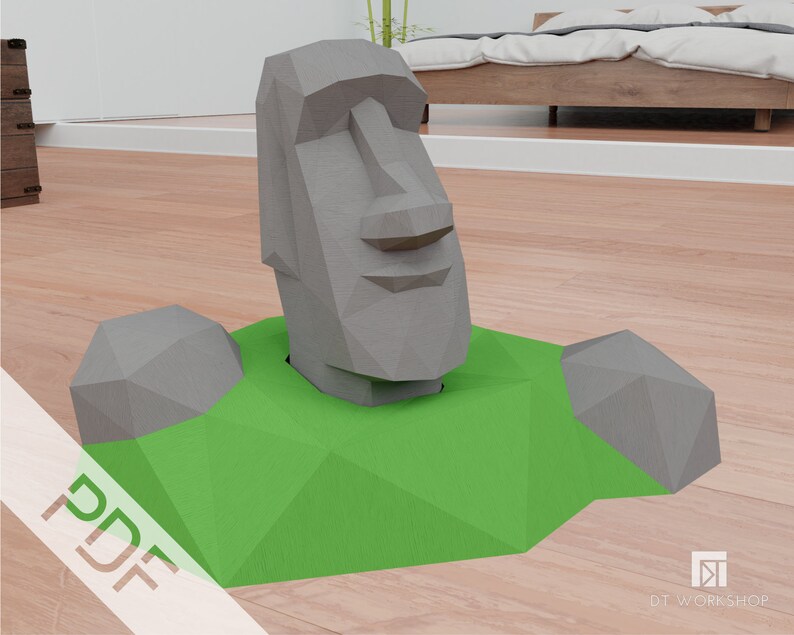 Moai Paper Model Patron Papercraft Origami DIY - Etsy