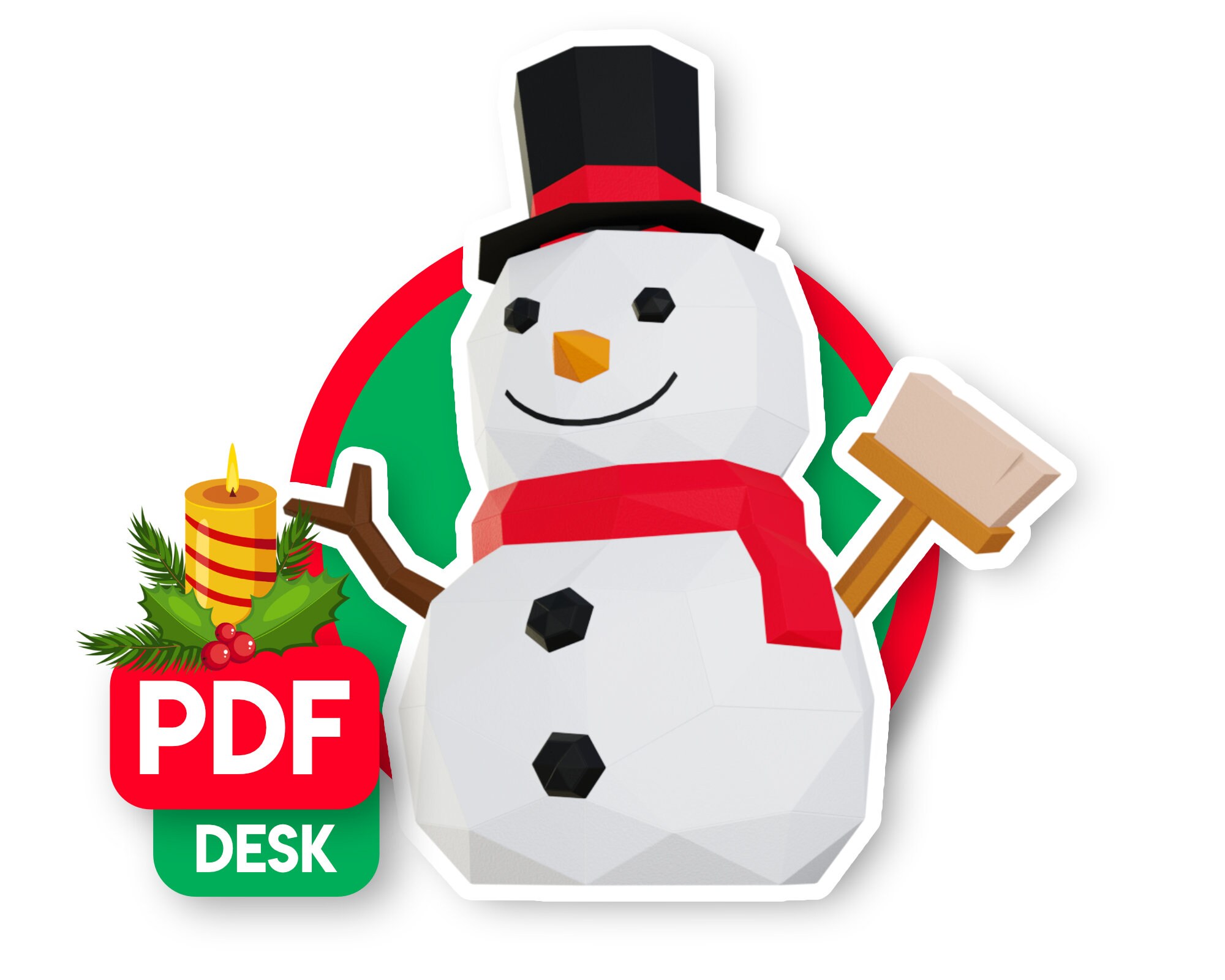Snowman Paper Model Patron Papercraft Origami DIY - Etsy