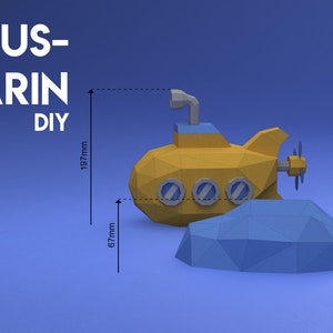 Submarine Paper Model Patron Papercraft Origami DIY - Etsy