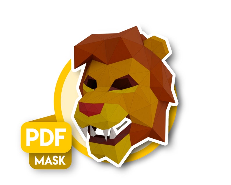 Lion Mask Paper Model Patron Papercraft Origami DIY - Etsy