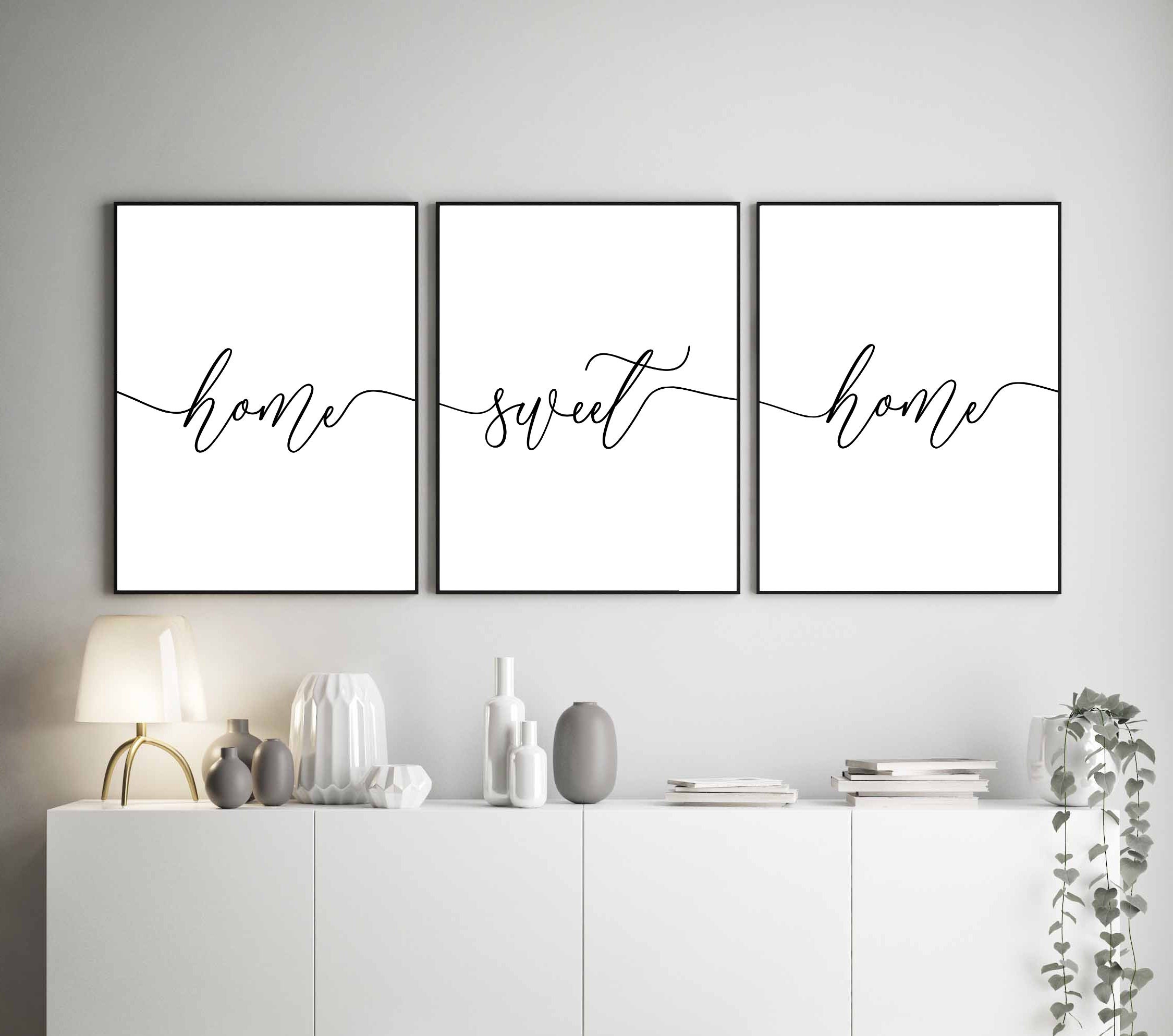 Home sweet home print wall art set of 3 wall decor living | Etsy