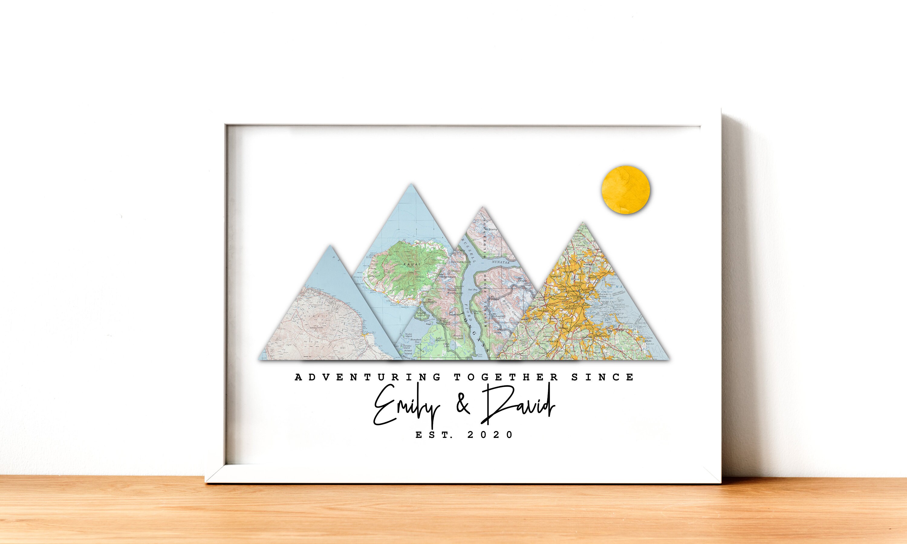 Personalized Adventure Map 4 Locations Mountains Custom - Etsy