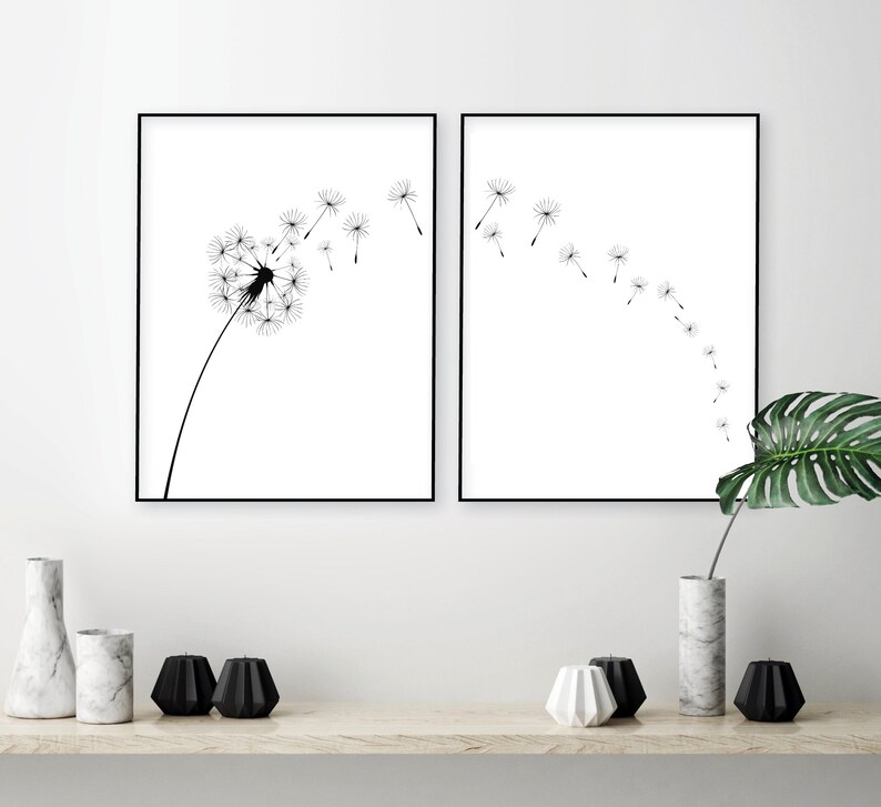 Dandelion Print Set of 2 Prints Dandelion Printable - Etsy