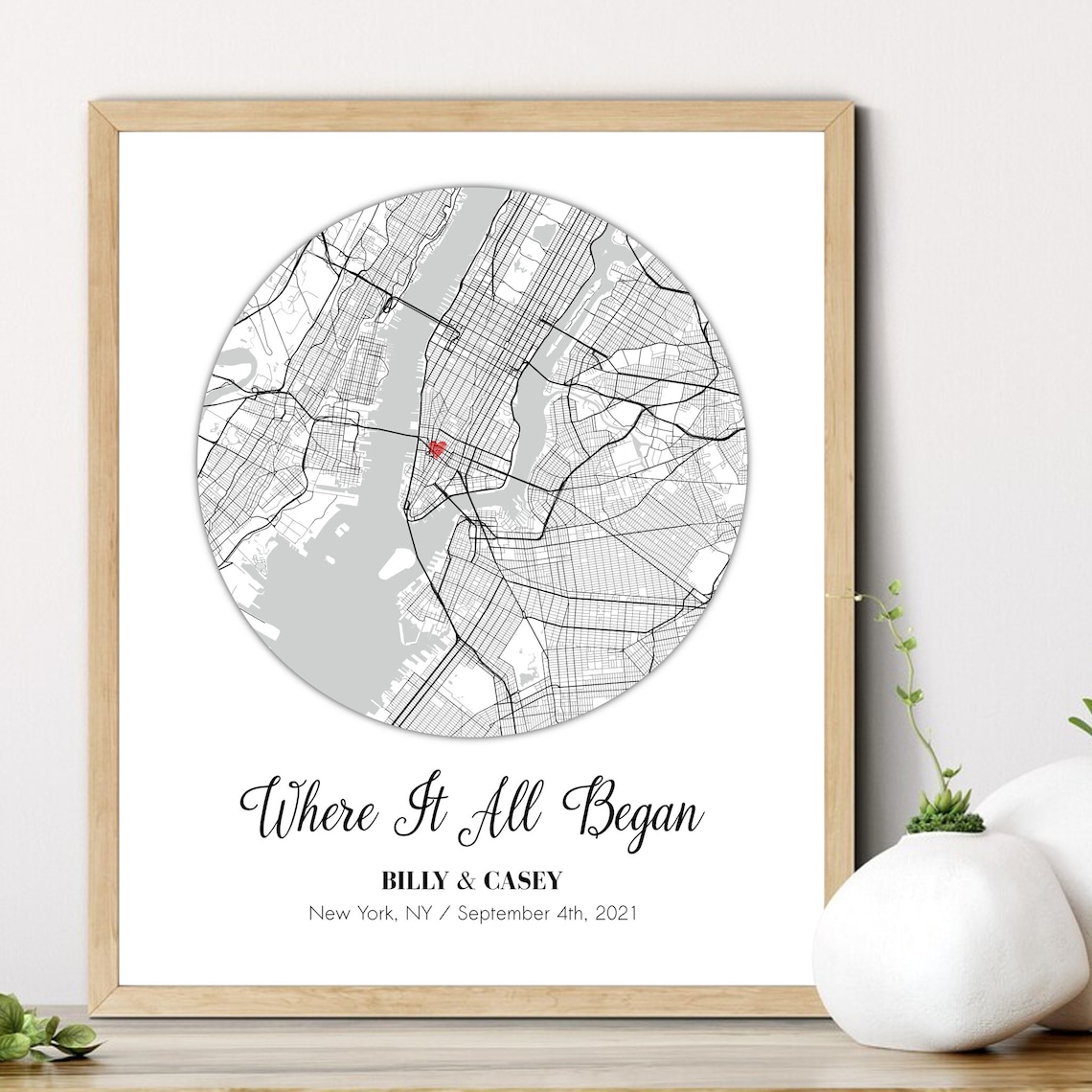 Where It All Began Custom Anniversary Gift Printable Heart - Etsy