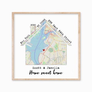 New Home Gift, Housewarming Gift for Couple, New House Map, First Home ...