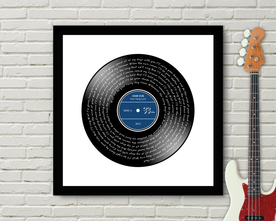 Personalized Vinyl Record Song Lyric Print, Custom Anniversary Gift ...