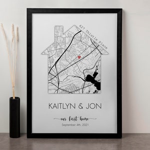 Personalized Housewarming Gift, Custom Home Map, First Time Home Buyer ...