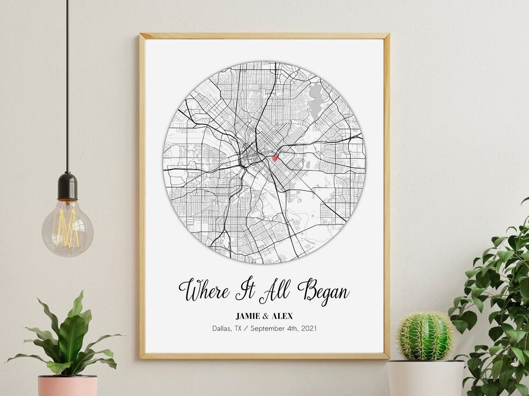 Where It All Began, Custom Anniversary Gift, Printable Heart Map ...
