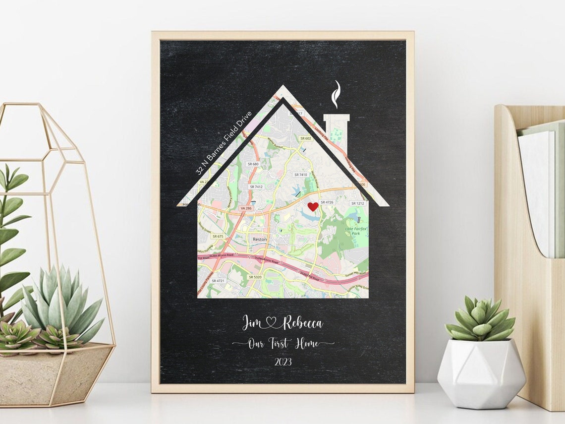Custom Home Map Personalized Housewarming Gifts First Home - Etsy