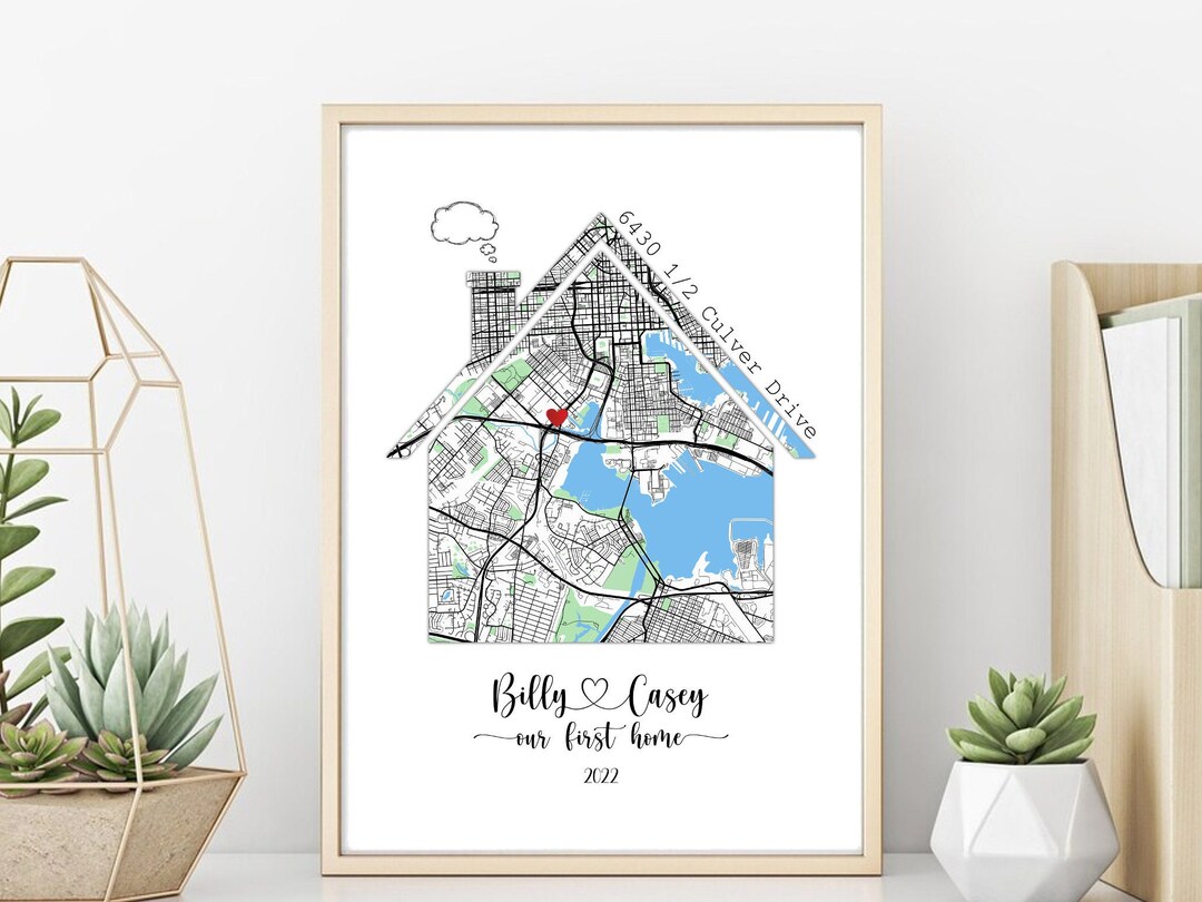 Personalized New House Print Housewarming Map Gift New Home - Etsy