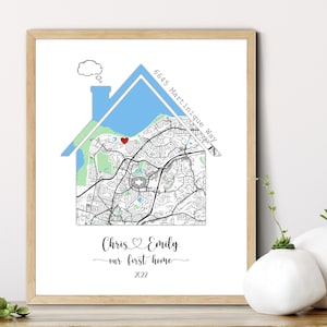 Personalized New House Print, Housewarming Map Gift, New Home Print ...