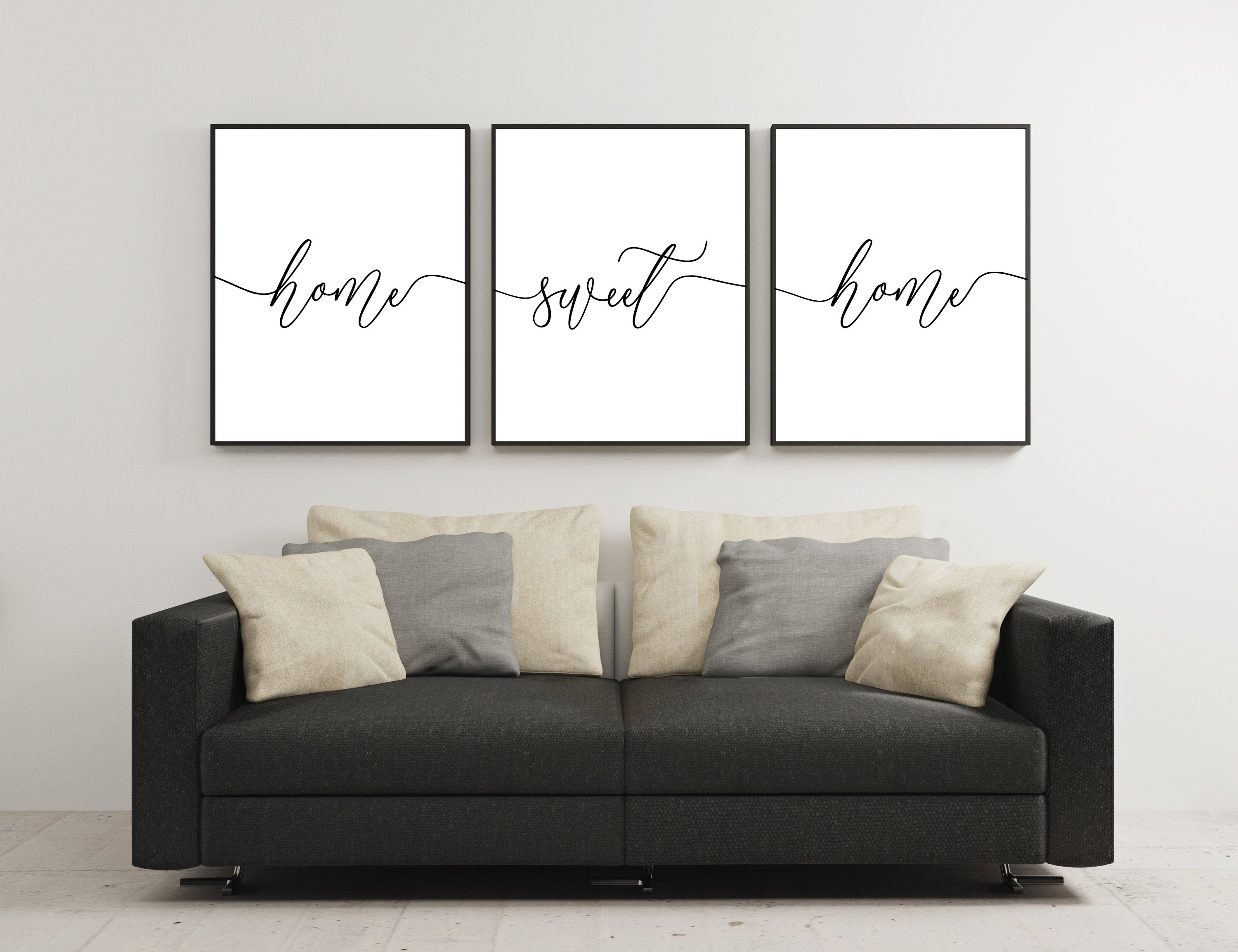 Home sweet home print wall art set of 3 wall decor living | Etsy