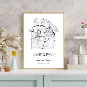 Personalized Housewarming Gift, Custom Home Map, First Time Home Buyer ...