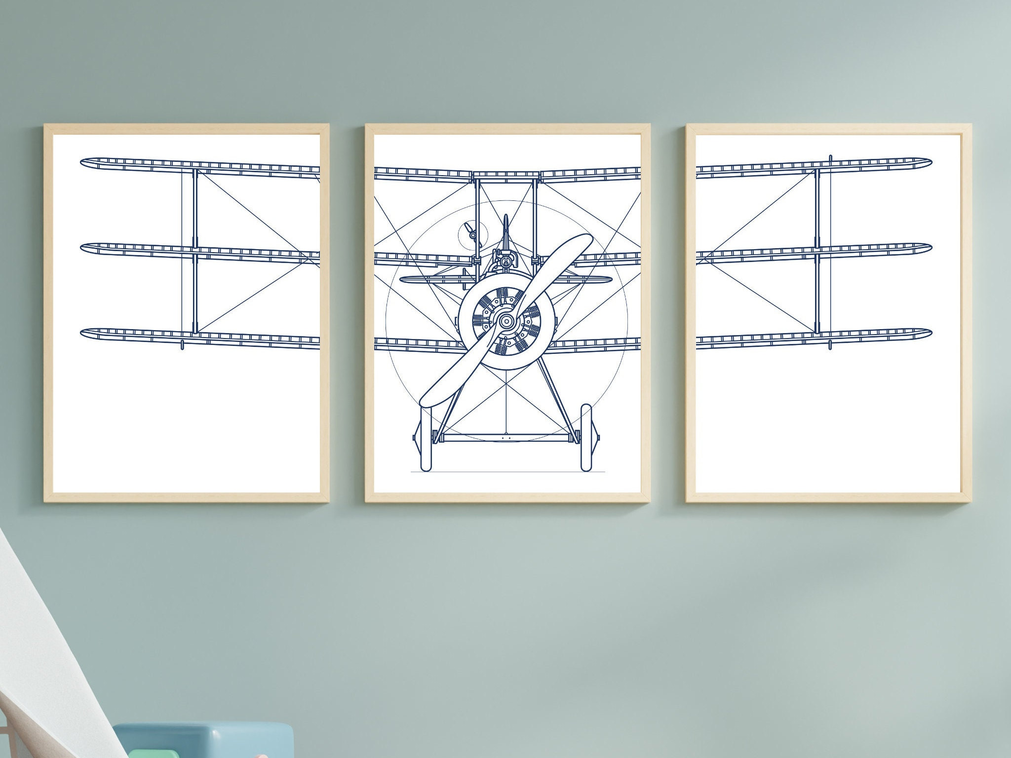 Airplane Decor for Kids Set of 3 Airplane Prints Nursery - Etsy