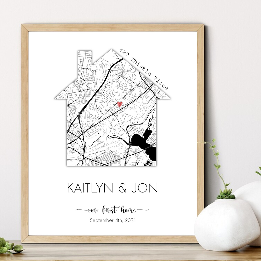 Personalized Housewarming Gift, Custom Home Map, First Time Home Buyer ...