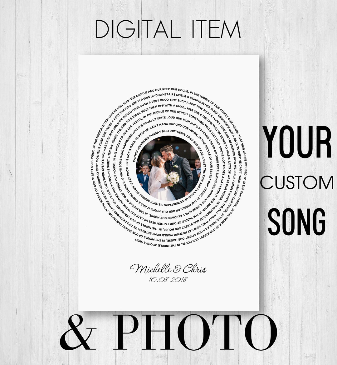 Custom Song Lyrics and Your Photo, Custom Vinyl Record Art Print, Last ...