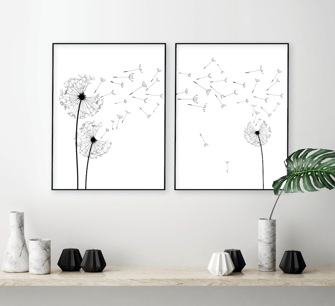 Dandelion Art Print, Printable Wall Art, Dandelion Wall Art, Botanical ...