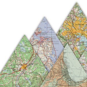 Personalized Adventure Map, 9 Locations Mountains, Custom Travel Poster ...