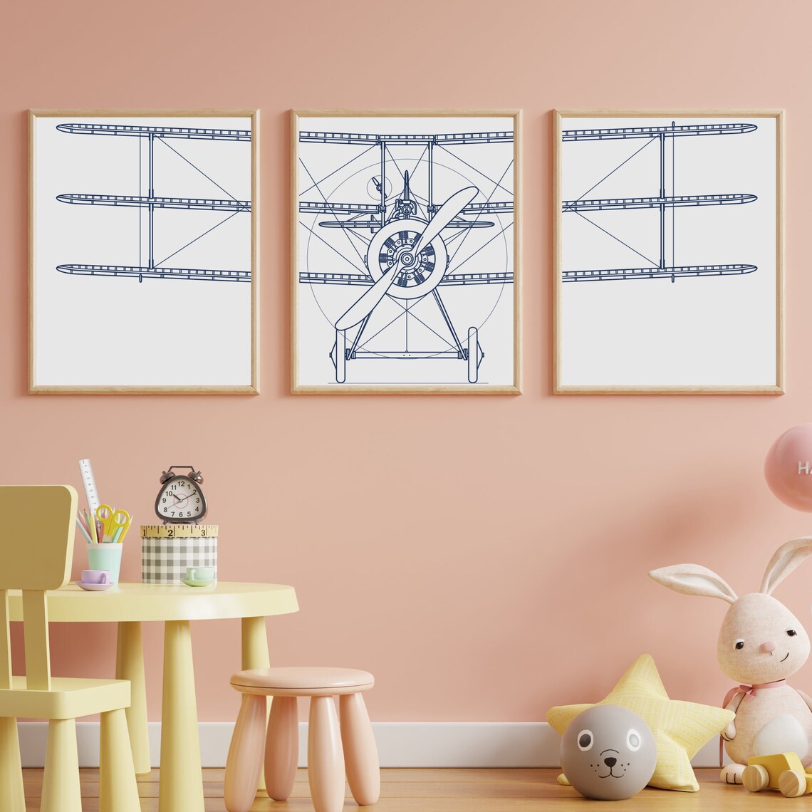 Airplane Decor for Kids Set of 3 Airplane Prints Nursery - Etsy