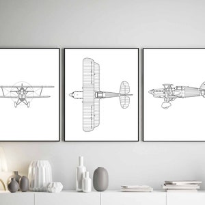 Airplane Printable, Vintage Plane Print, Biplane Wall Art, Printable ...