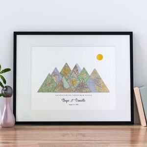 Personalized Adventure Map, 9 Locations Mountains, Custom Travel Poster ...