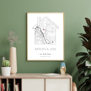 Personalized Housewarming Gift, Custom Home Map, First Time Home Buyer ...