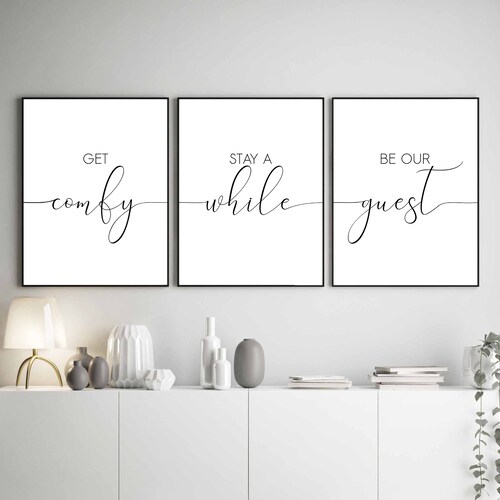 Get Comfy Stay A While Be Our Guest Set of 3 Wall Art - Etsy