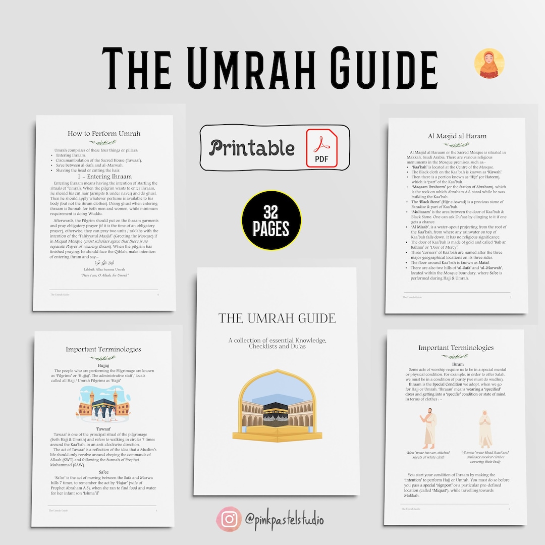 The Umrah Guide Printable PDF | Step-by-step Duas, Checklists, Journal ...